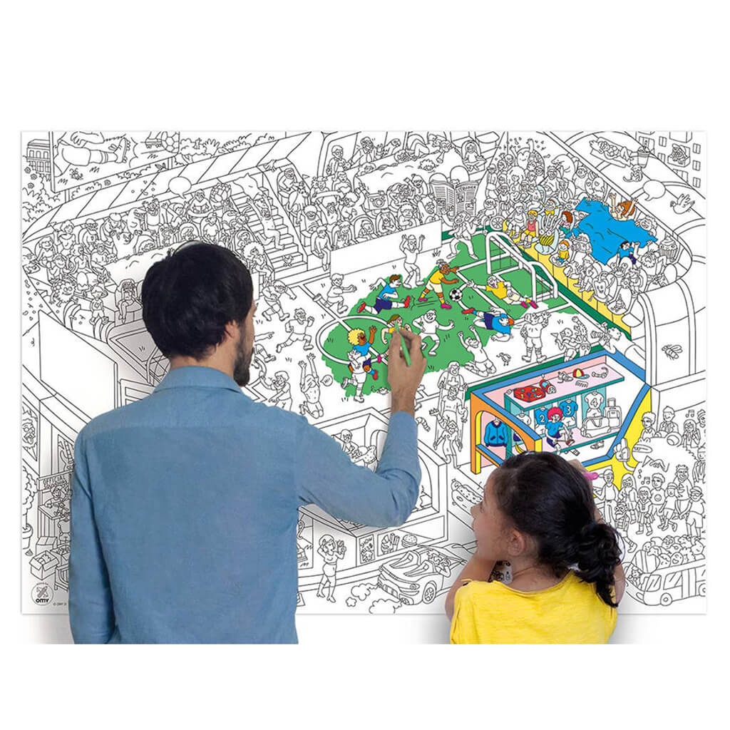 Giant Frameable Coloring Poster Football Soccer - NINI and LOLI