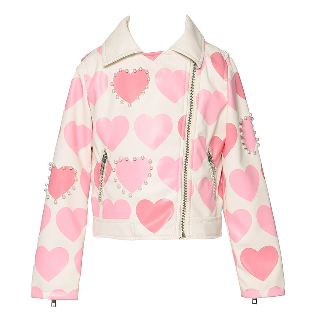 Moto Jacket With Pearl Details Heart – NINI and LOLI