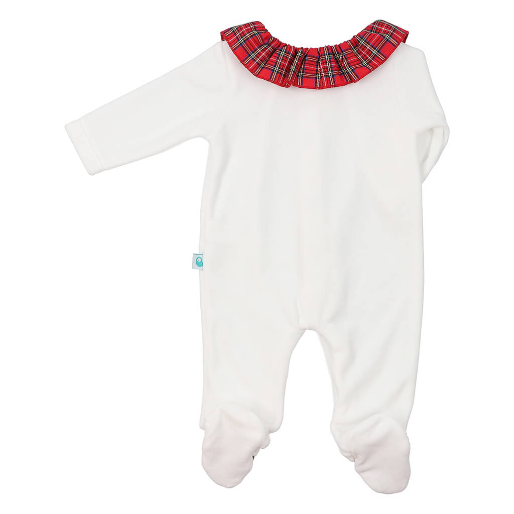 Velvet Footie with Ruffle Plaid Collar – NINI and LOLI