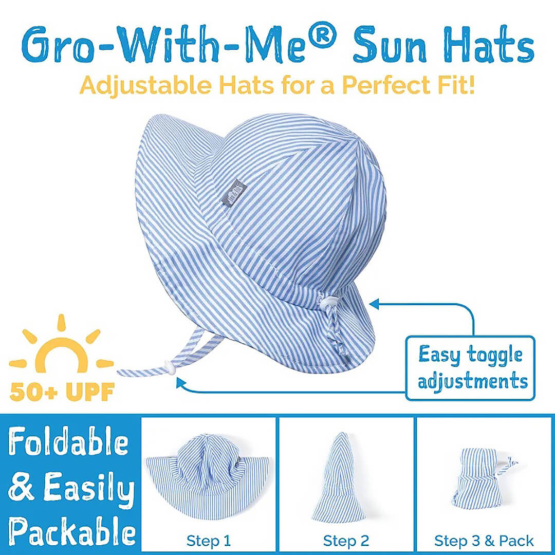Kids Cotton Floppy Sun Hat Blue Stripes - NINI and LOLI