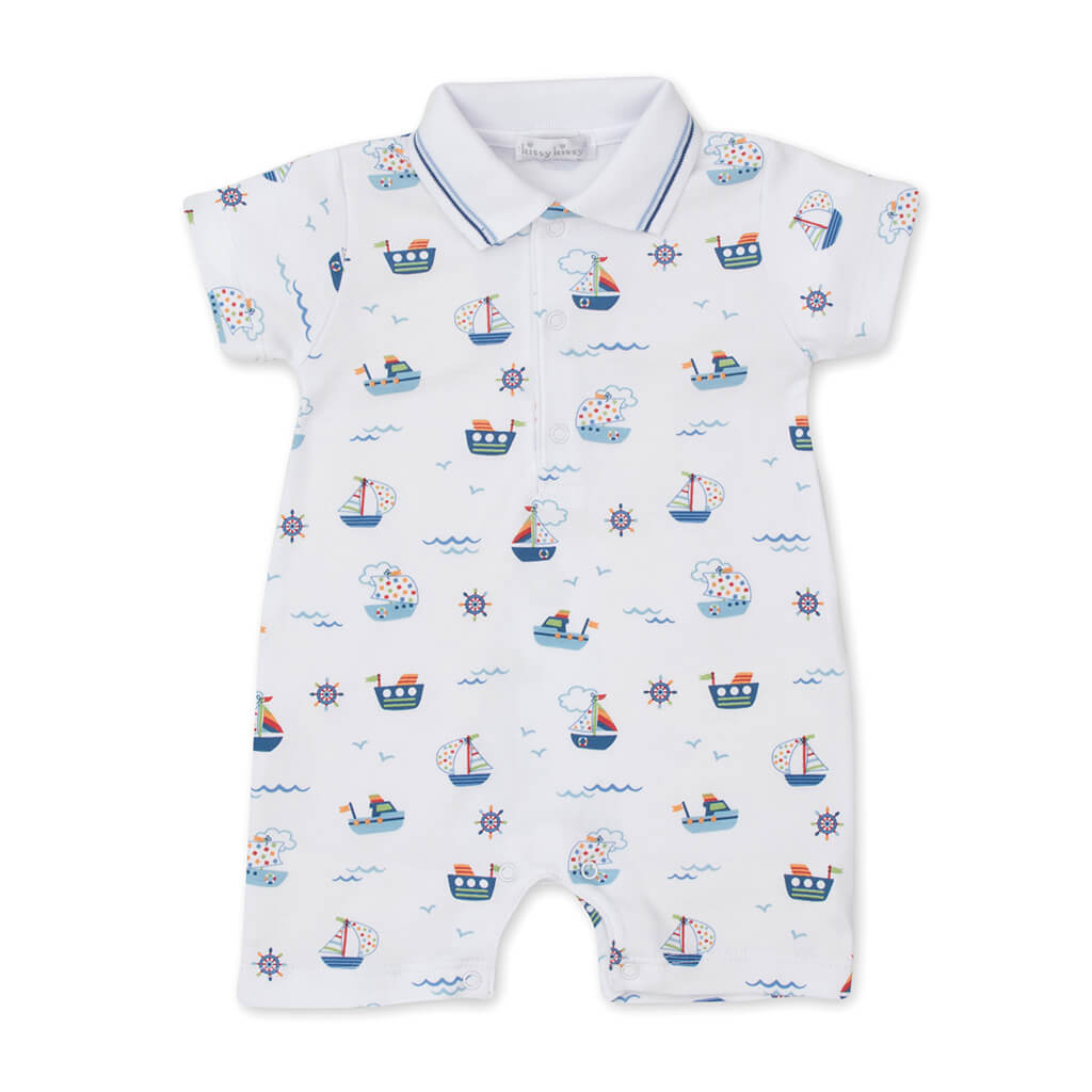 Kissy Kissy Print Playsuit Boats at Sea - NINI and LOLI