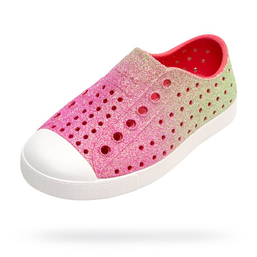 Native Jefferson Shoes Celery Dazzle Bling/ Shell White | NINI and LOLI