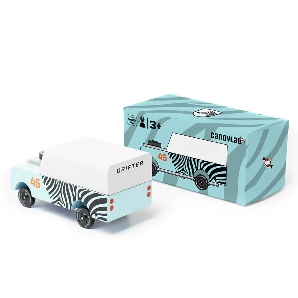 Candylab Mini Drifter Zebra Toy Car | Wooden Cars | NINI and LOLI