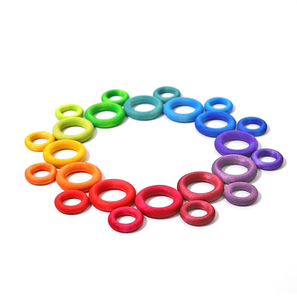 Authentic Wooden Building Rings Rainbow | Grimm's | NINI and LOLI