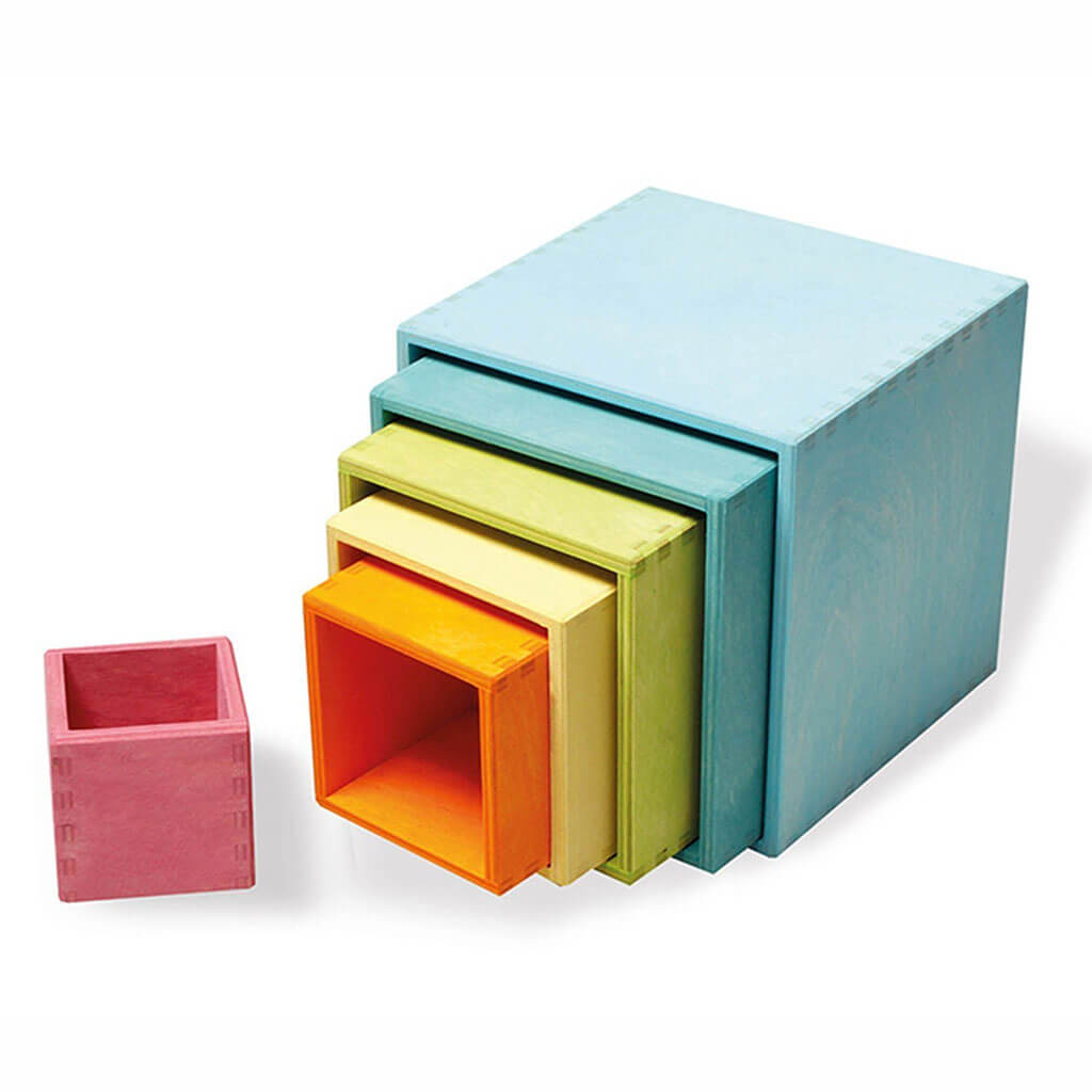 Authentic Large Stacking Boxes Set Pastel | Grimm's | NINI and LOLI