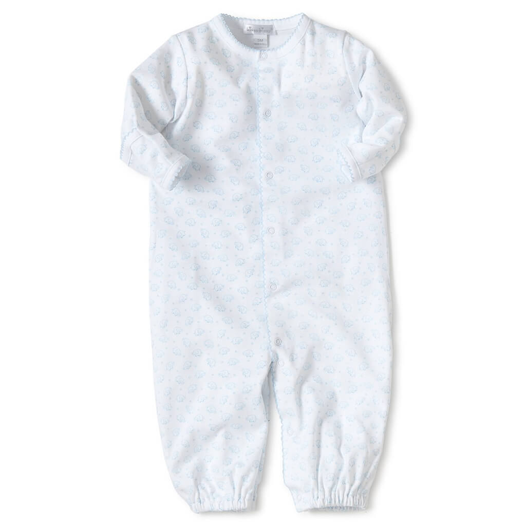 Kissy Kissy Print Baby Convertible Gown Ele Fun Blue | NINI and LOLI