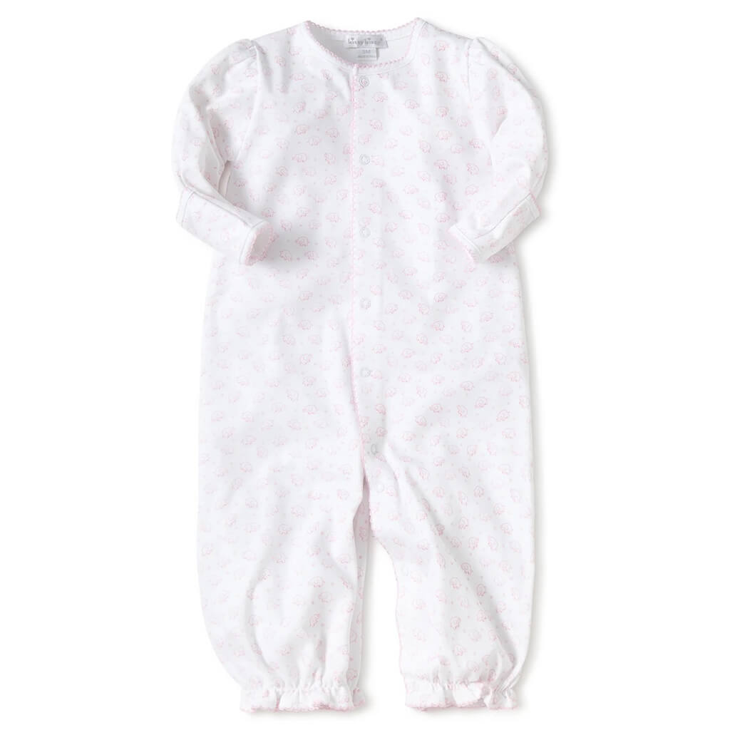 Kissy Kissy Print Baby Convertible Gown Ele Fun Pink | NINI and LOLI