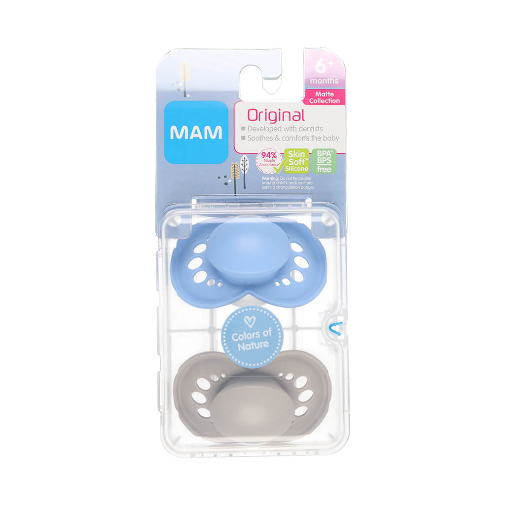MAM Matte Silicone Pacifier Grey/Blue | Baby Pacifier | NINI and LOLI