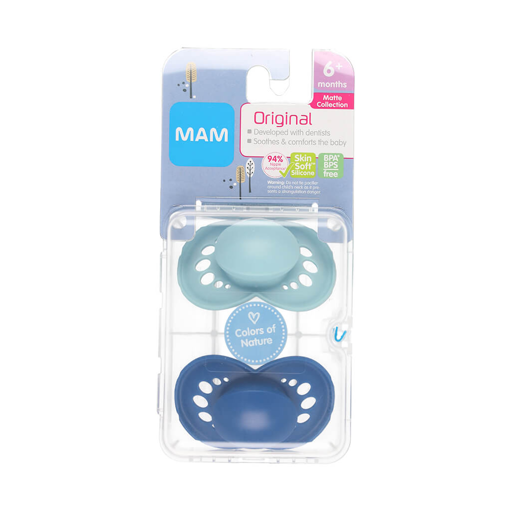 MAM Matte Silicone Pacifier Sage/Navy | Baby Pacifier | NINI and LOLI
