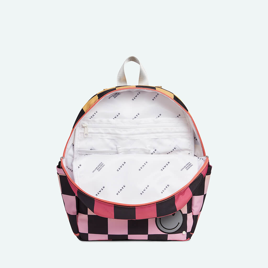 State Bags Kane Kids Travel Backpack Pink Checkerboard | NINI and LOLI