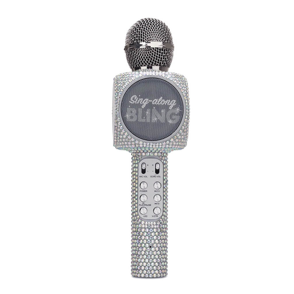 Sing Along Karaoke Bling Microphone Silver-Trend Tech | NINI and LOLI